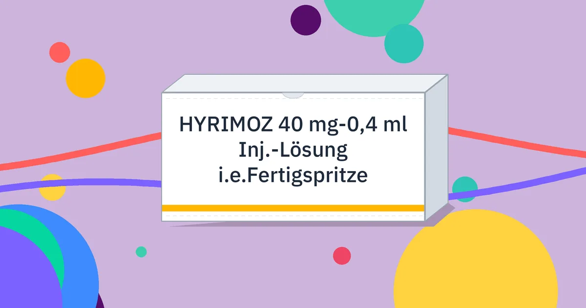 Symbolbild: Packung mit der Aufschrift HYRIMOZ 40 mg-0,4 ml Inj.-Lösung i.e.Fertigspritze (PZN 19267349) – Verfügbarkeit und Bezug in Apotheken in Frankfurt am Main
