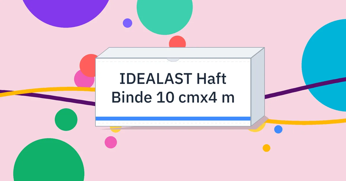 Symbolbild: Packung mit der Aufschrift IDEALAST Haft Binde 10 cmx4 m (PZN 09306574) – Verfügbarkeit und Bezug in Apotheken in Frankfurt am Main