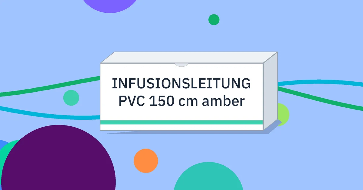 Symbolbild: Packung mit der Aufschrift INFUSIONSLEITUNG PVC 150 cm amber (PZN 03364949) – Verfügbarkeit und Bezug in Apotheken in Frankfurt am Main