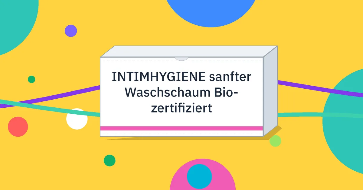 Symbolbild: Packung mit der Aufschrift INTIMHYGIENE sanfter Waschschaum Bio-zertifiziert (PZN 18705333) – Verfügbarkeit und Bezug in Apotheken in Frankfurt am Main