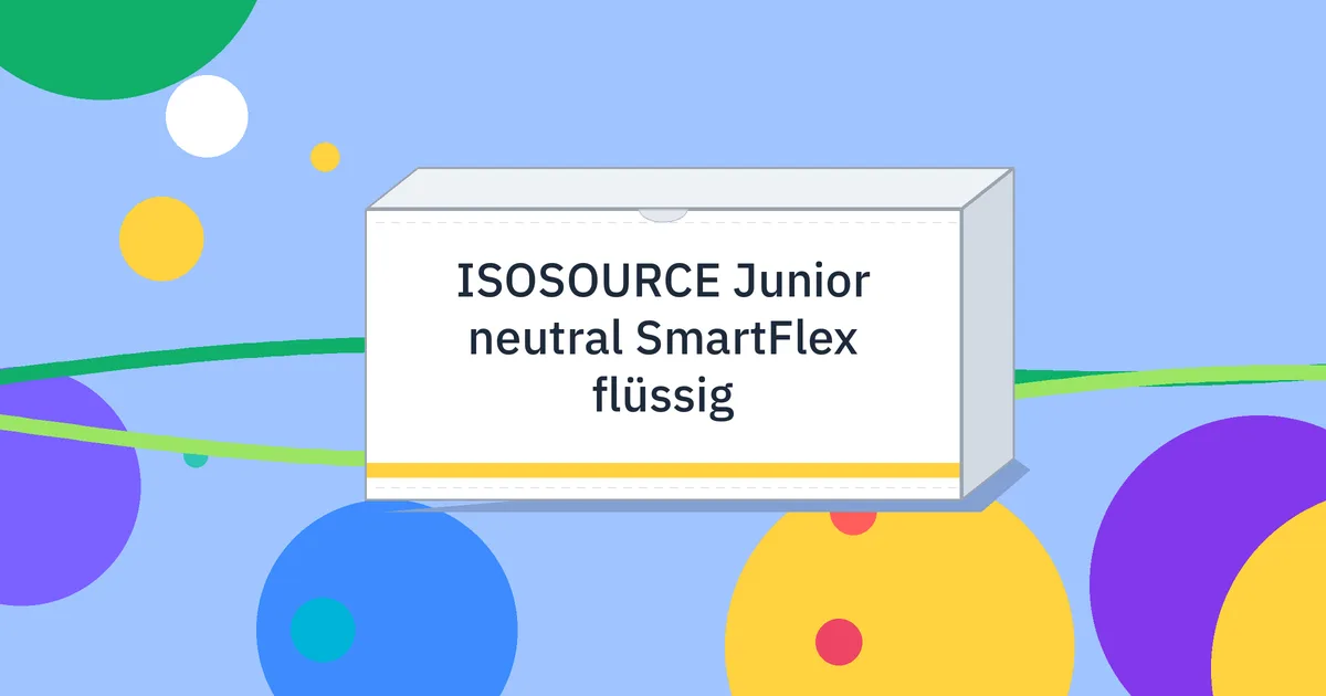 Symbolbild: Packung mit der Aufschrift ISOSOURCE Junior neutral SmartFlex flüssig (PZN 19491294) – Verfügbarkeit und Bezug in Apotheken in Frankfurt am Main