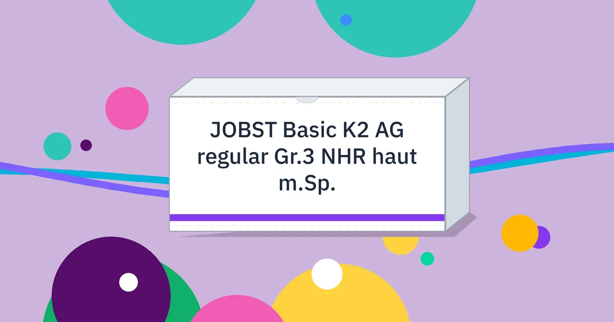 Symbolbild: Packung mit der Aufschrift JOBST Basic K2 AG regular Gr.3 NHR haut m.Sp. (PZN 13060311) – Verfügbarkeit und Bezug in Apotheken in Frankfurt am Main
