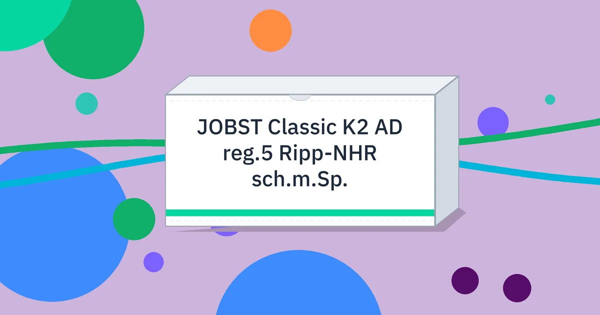 Symbolbild: Packung mit der Aufschrift JOBST Classic K2 AD reg.5 Ripp-NHR sch.m.Sp. (PZN 13061842) – Verfügbarkeit und Bezug in Apotheken in Frankfurt am Main
