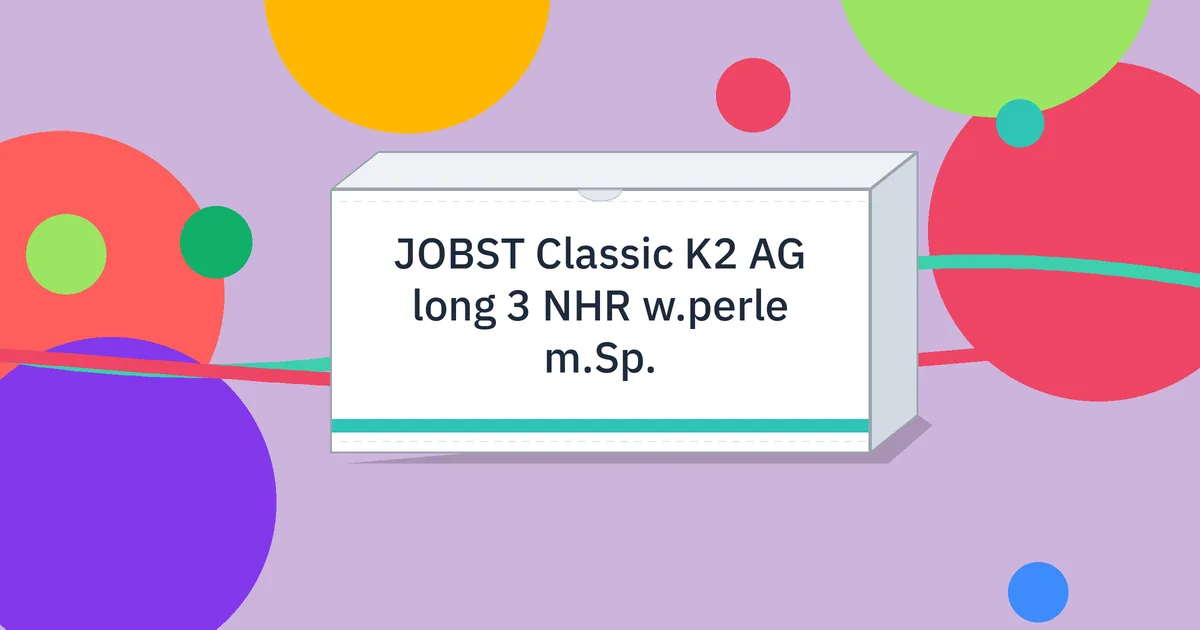 Symbolbild: Packung mit der Aufschrift JOBST Classic K2 AG long 3 NHR w.perle m.Sp. (PZN 10727016) – Verfügbarkeit und Bezug in Apotheken in Frankfurt am Main
