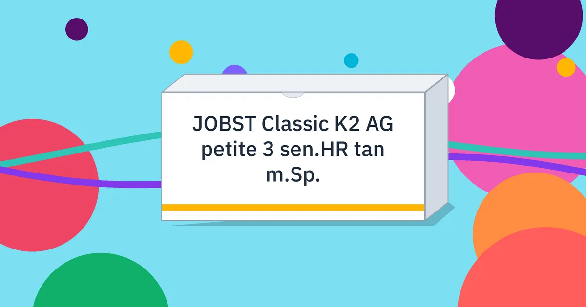 Symbolbild: Packung mit der Aufschrift JOBST Classic K2 AG petite 3 sen.HR tan m.Sp. (PZN 17961471) – Verfügbarkeit und Bezug in Apotheken in Frankfurt am Main