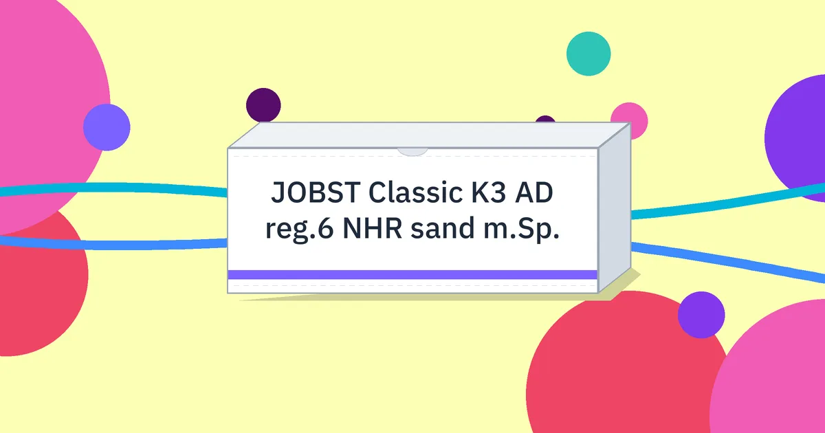 Symbolbild: Packung mit der Aufschrift JOBST Classic K3 AD reg.6 NHR sand m.Sp. (PZN 13070812) – Verfügbarkeit und Bezug in Apotheken in Frankfurt am Main