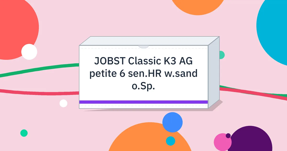 Symbolbild: Packung mit der Aufschrift JOBST Classic K3 AG petite 6 sen.HR w.sand o.Sp. (PZN 17956731) – Verfügbarkeit und Bezug in Apotheken in Frankfurt am Main