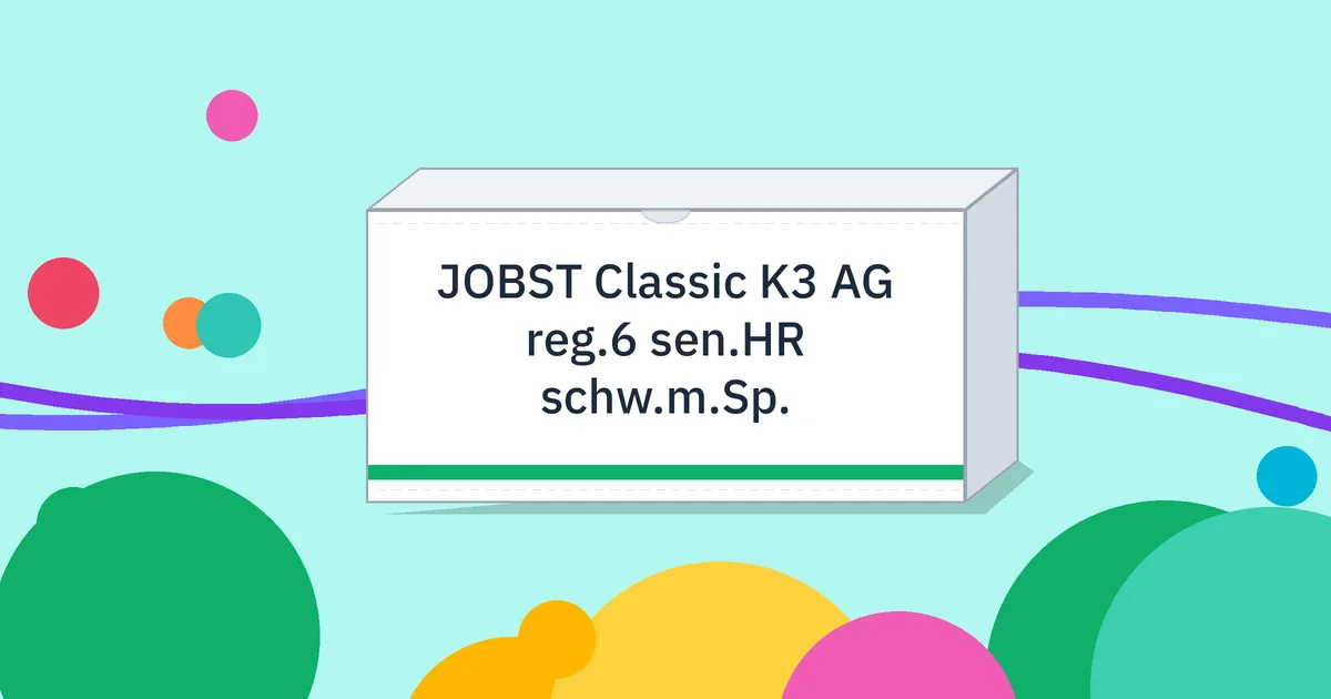 Symbolbild: Packung mit der Aufschrift JOBST Classic K3 AG reg.6 sen.HR schw.m.Sp. (PZN 17957423) – Verfügbarkeit und Bezug in Apotheken in Frankfurt am Main