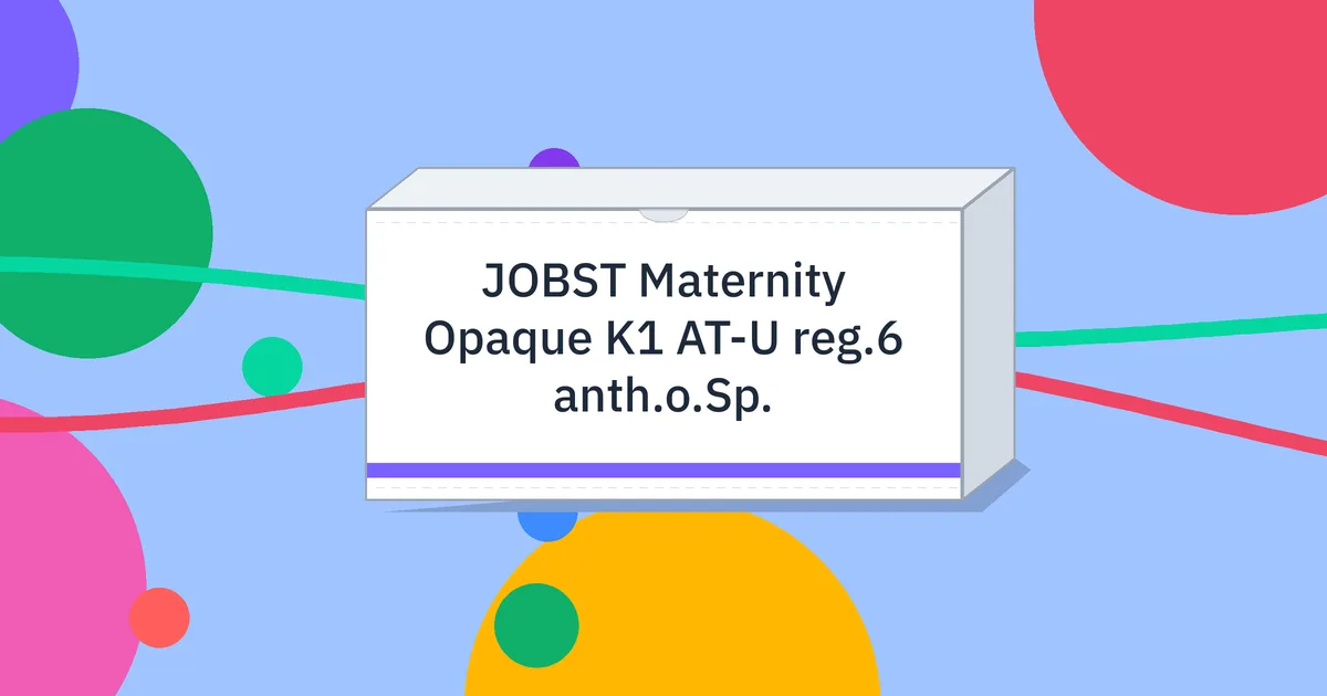 Symbolbild: Packung mit der Aufschrift JOBST Maternity Opaque K1 AT-U reg.6 anth.o.Sp. (PZN 15855227) – Verfügbarkeit und Bezug in Apotheken in Frankfurt am Main