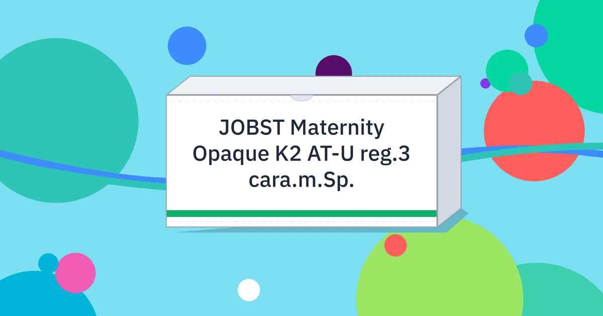 Symbolbild: Packung mit der Aufschrift JOBST Maternity Opaque K2 AT-U reg.3 cara.m.Sp. (PZN 15851749) – Verfügbarkeit und Bezug in Apotheken in Frankfurt am Main