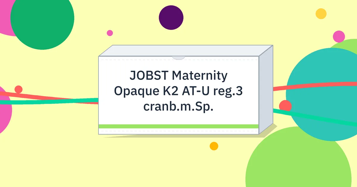 Symbolbild: Packung mit der Aufschrift JOBST Maternity Opaque K2 AT-U reg.3 cranb.m.Sp. (PZN 15858680) – Verfügbarkeit und Bezug in Apotheken in Frankfurt am Main