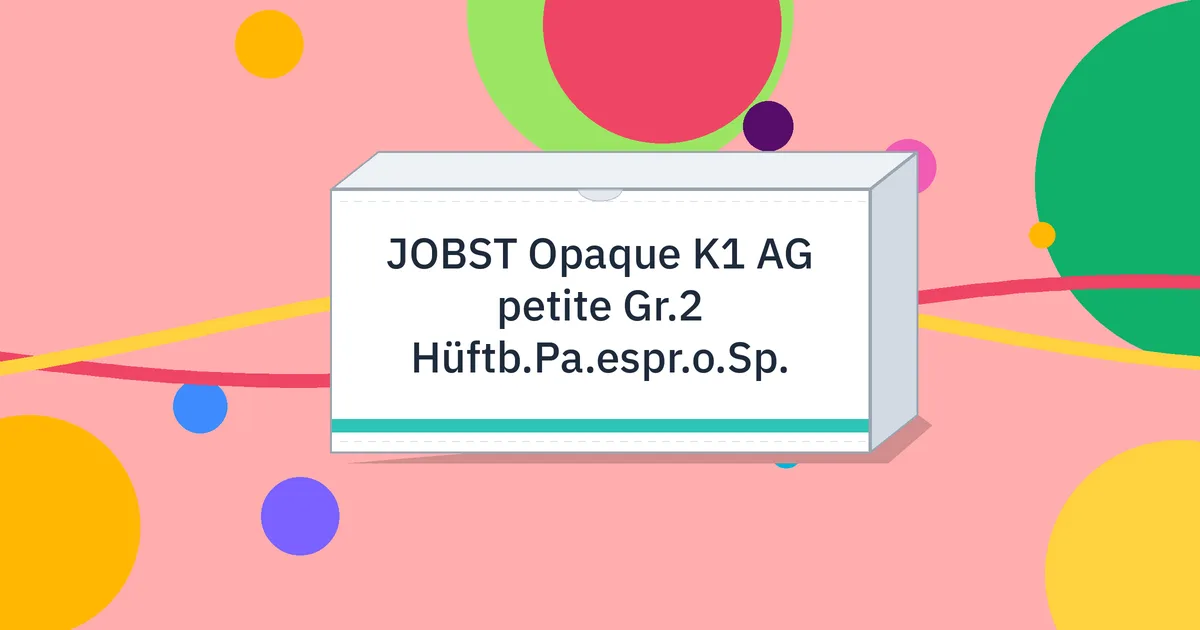 Symbolbild: Packung mit der Aufschrift JOBST Opaque K1 AG petite Gr.2 Hüftb.Pa.espr.o.Sp. (PZN 16273929) – Verfügbarkeit und Bezug in Apotheken in Frankfurt am Main