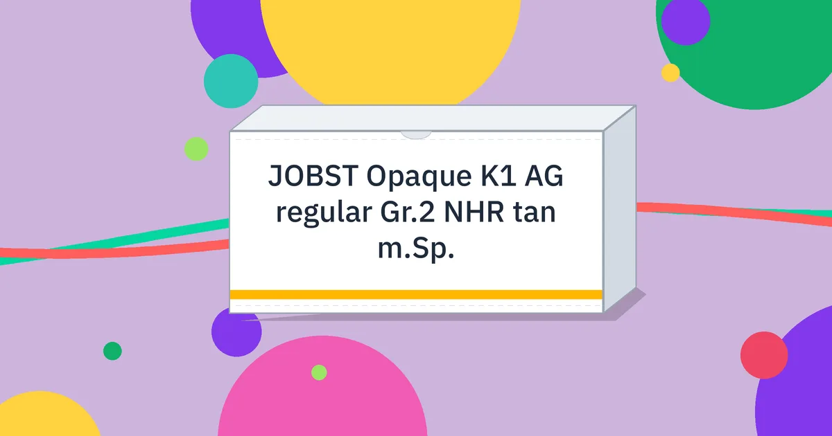 Symbolbild: Packung mit der Aufschrift JOBST Opaque K1 AG regular Gr.2 NHR tan m.Sp. (PZN 16266183) – Verfügbarkeit und Bezug in Apotheken in Frankfurt am Main