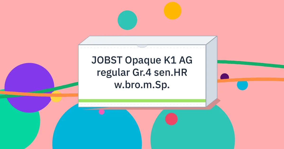 Symbolbild: Packung mit der Aufschrift JOBST Opaque K1 AG regular Gr.4 sen.HR w.bro.m.Sp. (PZN 13092883) – Verfügbarkeit und Bezug in Apotheken in Frankfurt am Main
