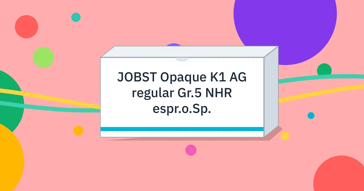 Symbolbild: Packung mit der Aufschrift JOBST Opaque K1 AG regular Gr.5 NHR espr.o.Sp. (PZN 16267047) – Verfügbarkeit und Bezug in Apotheken in Frankfurt am Main
