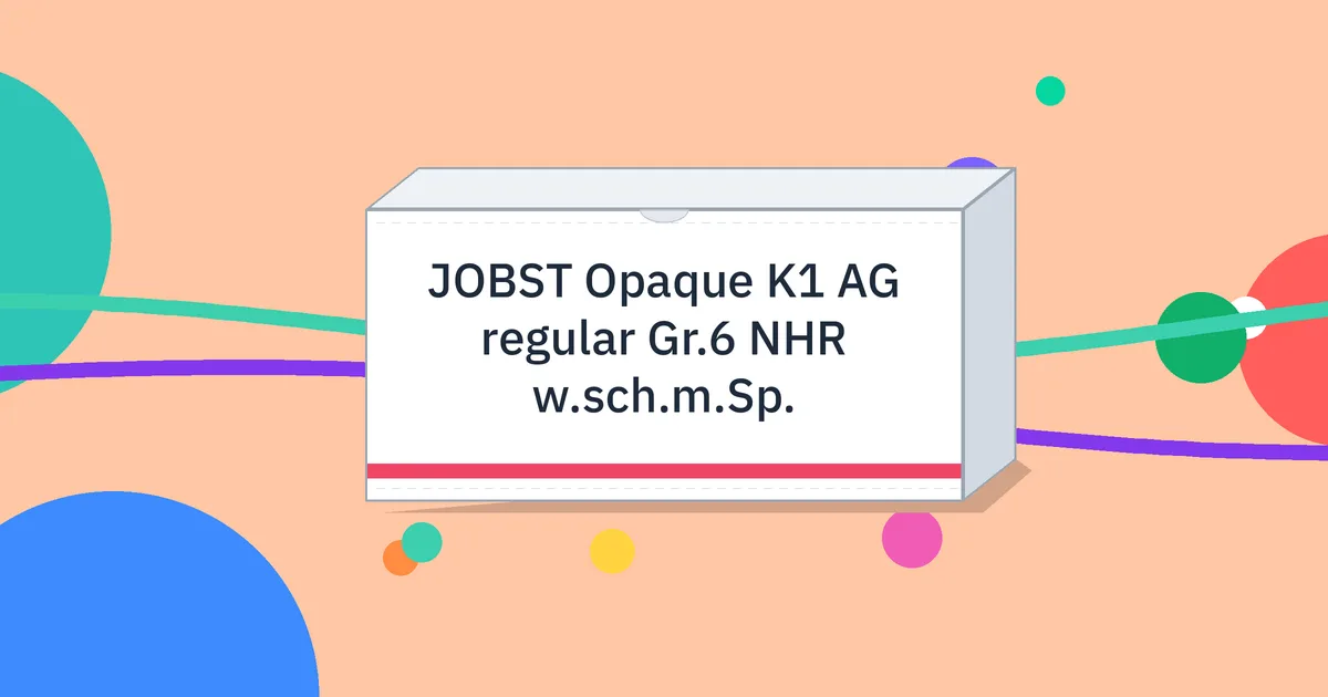 Symbolbild: Packung mit der Aufschrift JOBST Opaque K1 AG regular Gr.6 NHR w.sch.m.Sp. (PZN 13092268) – Verfügbarkeit und Bezug in Apotheken in Frankfurt am Main
