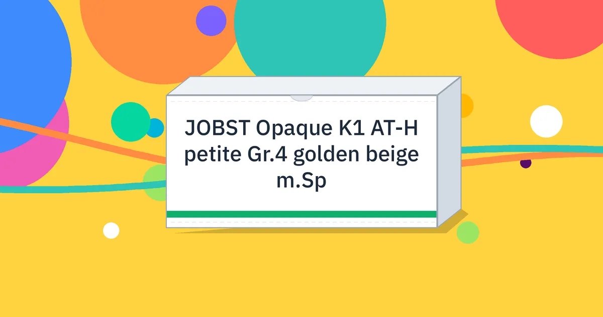 Symbolbild: Packung mit der Aufschrift JOBST Opaque K1 AT-H petite Gr.4 golden beige m.Sp (PZN 16276394) – Verfügbarkeit und Bezug in Apotheken in Frankfurt am Main