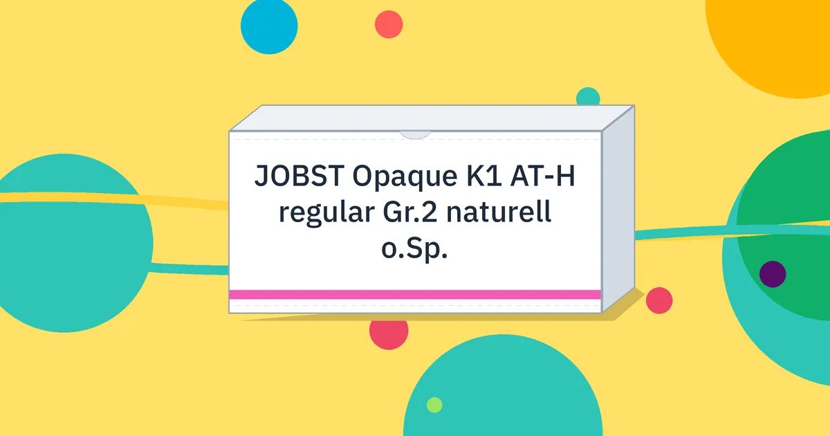 Symbolbild: Packung mit der Aufschrift JOBST Opaque K1 AT-H regular Gr.2 naturell o.Sp. (PZN 13105717) – Verfügbarkeit und Bezug in Apotheken in Frankfurt am Main