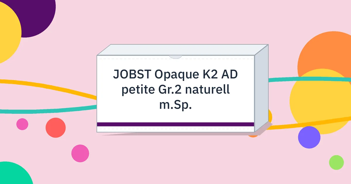 Symbolbild: Packung mit der Aufschrift JOBST Opaque K2 AD petite Gr.2 naturell m.Sp. (PZN 10722881) – Verfügbarkeit und Bezug in Apotheken in Frankfurt am Main