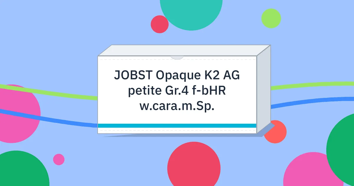 Symbolbild: Packung mit der Aufschrift JOBST Opaque K2 AG petite Gr.4 f-bHR w.cara.m.Sp. (PZN 11255418) – Verfügbarkeit und Bezug in Apotheken in Frankfurt am Main
