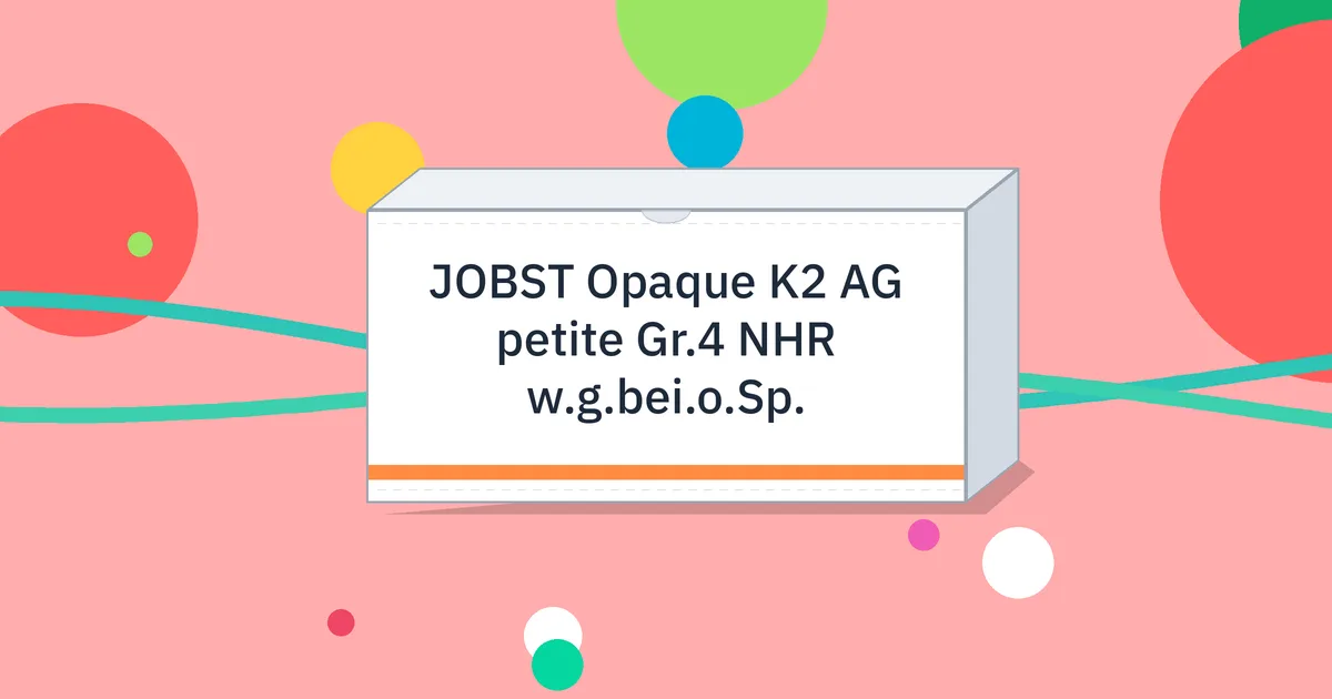Symbolbild: Packung mit der Aufschrift JOBST Opaque K2 AG petite Gr.4 NHR w.g.bei.o.Sp. (PZN 16284063) – Verfügbarkeit und Bezug in Apotheken in Frankfurt am Main