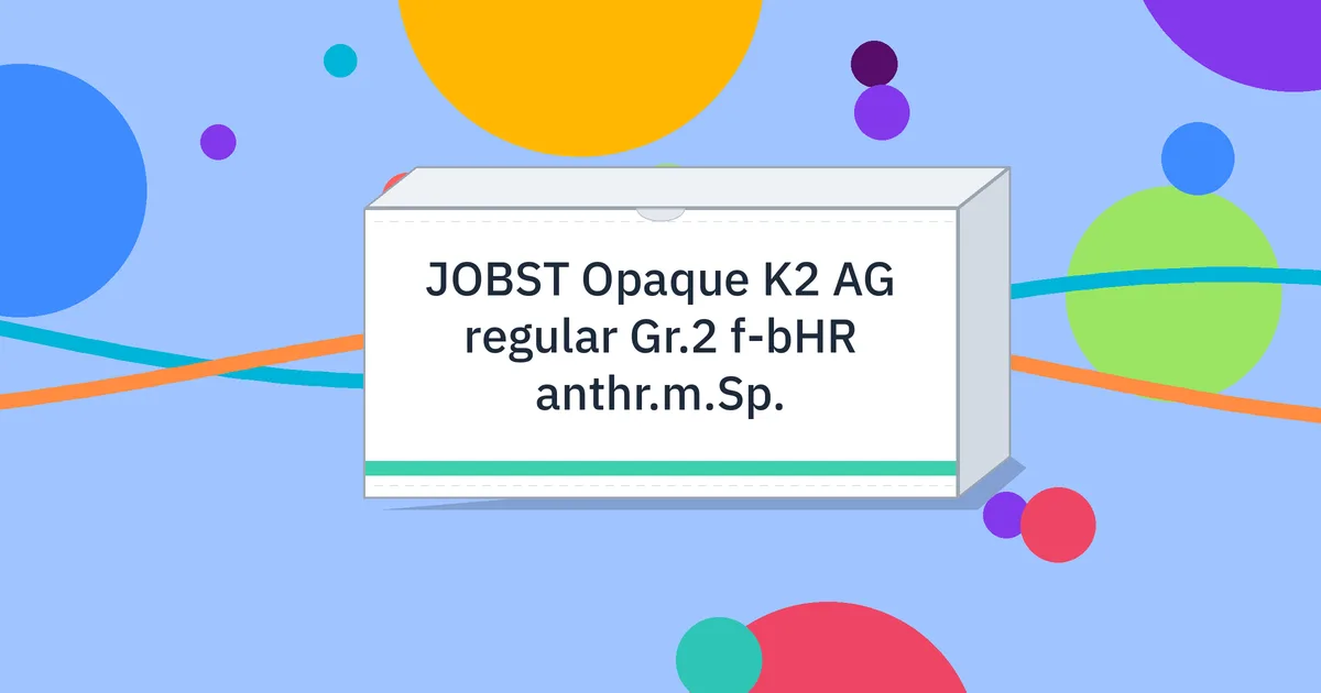 Symbolbild: Packung mit der Aufschrift JOBST Opaque K2 AG regular Gr.2 f-bHR anthr.m.Sp. (PZN 16282710) – Verfügbarkeit und Bezug in Apotheken in Frankfurt am Main