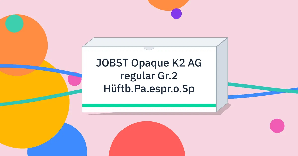Symbolbild: Packung mit der Aufschrift JOBST Opaque K2 AG regular Gr.2 Hüftb.Pa.espr.o.Sp (PZN 16287357) – Verfügbarkeit und Bezug in Apotheken in Frankfurt am Main