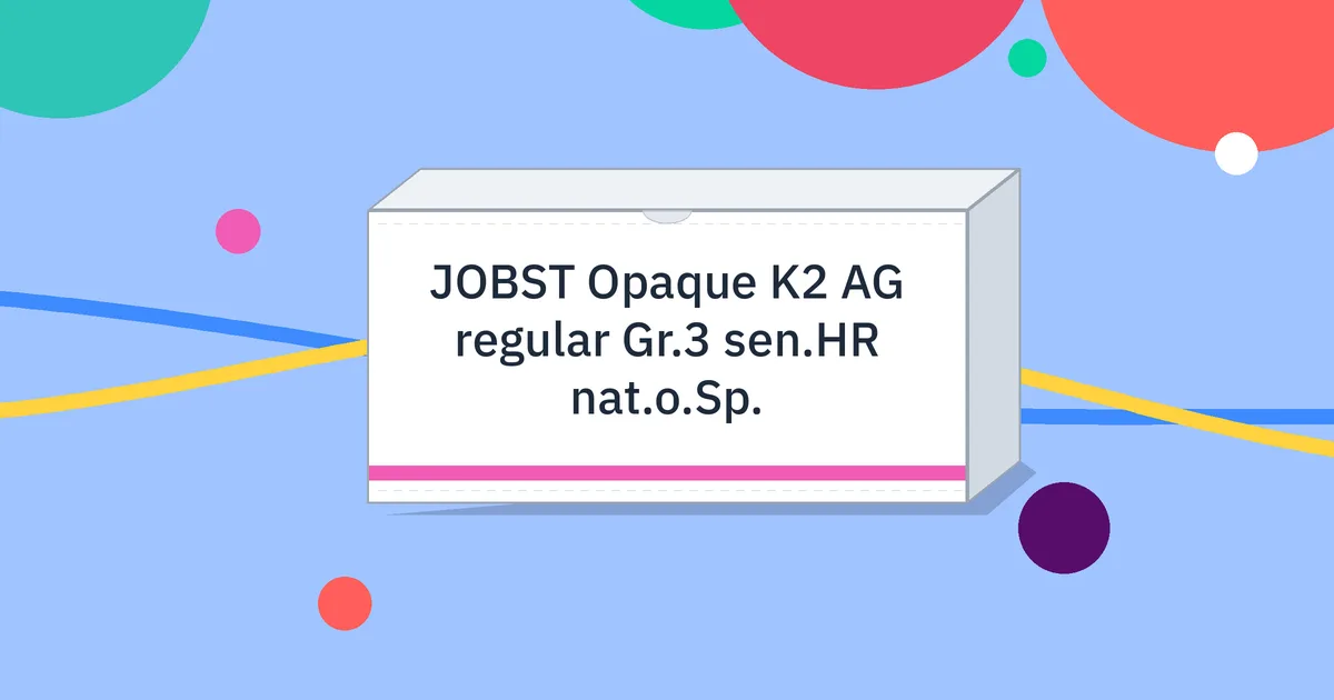 Symbolbild: Packung mit der Aufschrift JOBST Opaque K2 AG regular Gr.3 sen.HR nat.o.Sp. (PZN 12142449) – Verfügbarkeit und Bezug in Apotheken in Frankfurt am Main