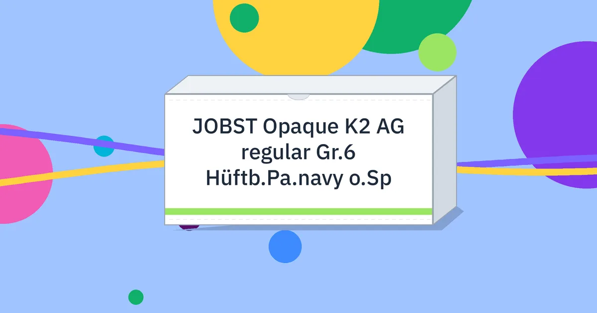 Symbolbild: Packung mit der Aufschrift JOBST Opaque K2 AG regular Gr.6 Hüftb.Pa.navy o.Sp (PZN 13116939) – Verfügbarkeit und Bezug in Apotheken in Frankfurt am Main