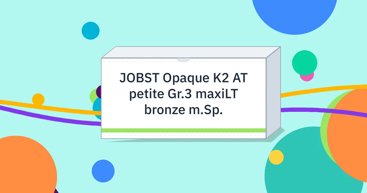 Symbolbild: Packung mit der Aufschrift JOBST Opaque K2 AT petite Gr.3 maxiLT bronze m.Sp. (PZN 13118476) – Verfügbarkeit und Bezug in Apotheken in Frankfurt am Main