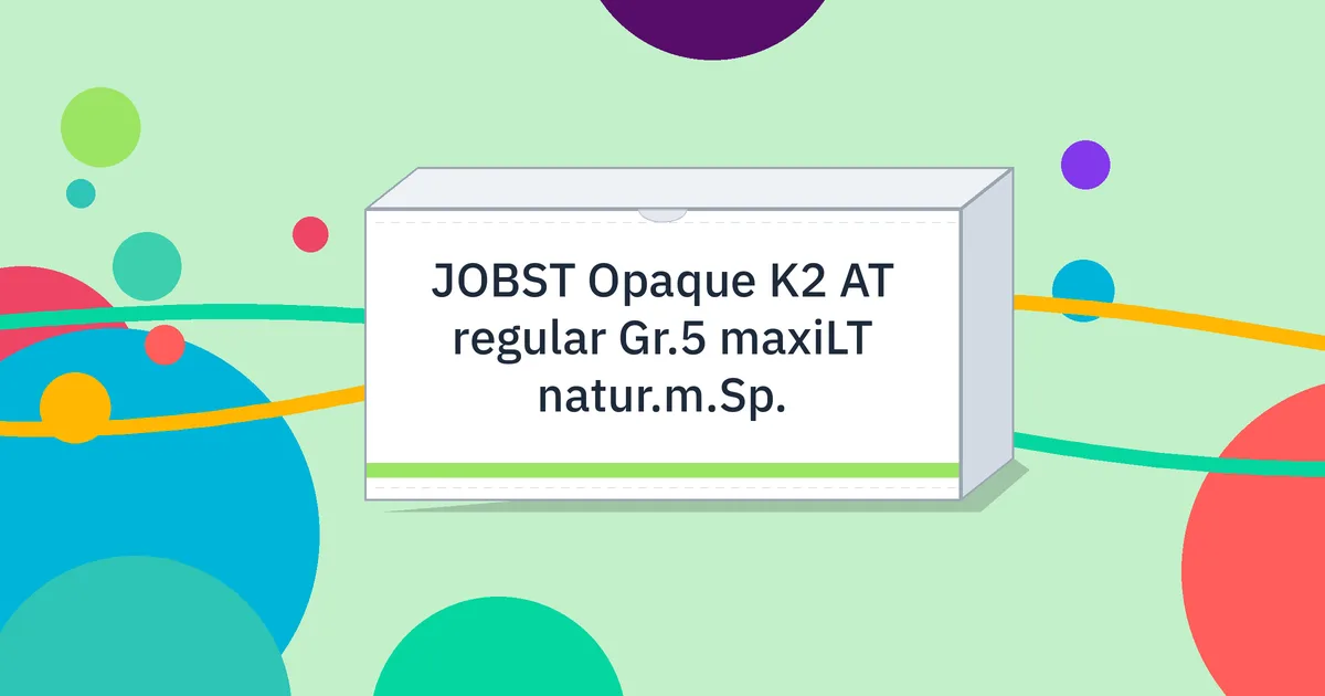Symbolbild: Packung mit der Aufschrift JOBST Opaque K2 AT regular Gr.5 maxiLT natur.m.Sp. (PZN 13121685) – Verfügbarkeit und Bezug in Apotheken in Frankfurt am Main