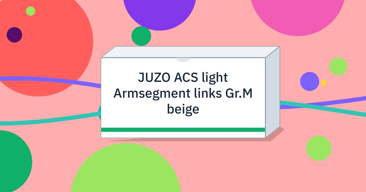 Symbolbild: Packung mit der Aufschrift JUZO ACS light Armsegment links Gr.M beige (PZN 13885253) – Verfügbarkeit und Bezug in Apotheken in Frankfurt am Main