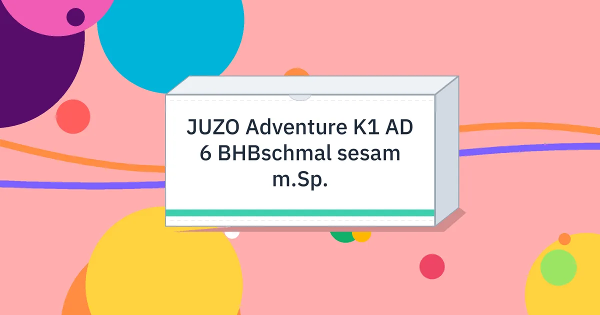 Symbolbild: Packung mit der Aufschrift JUZO Adventure K1 AD 6 BHBschmal sesam m.Sp. (PZN 16491945) – Verfügbarkeit und Bezug in Apotheken in Frankfurt am Main