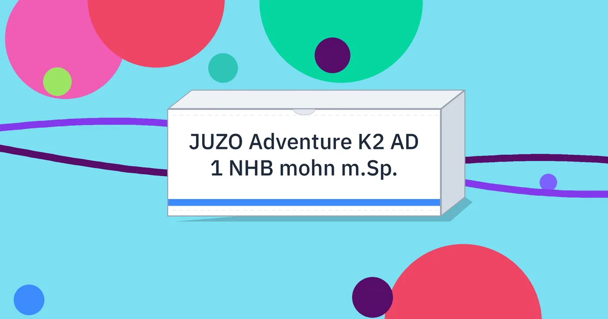 Symbolbild: Packung mit der Aufschrift JUZO Adventure K2 AD 1 NHB mohn m.Sp. (PZN 14974131) – Verfügbarkeit und Bezug in Apotheken in Frankfurt am Main