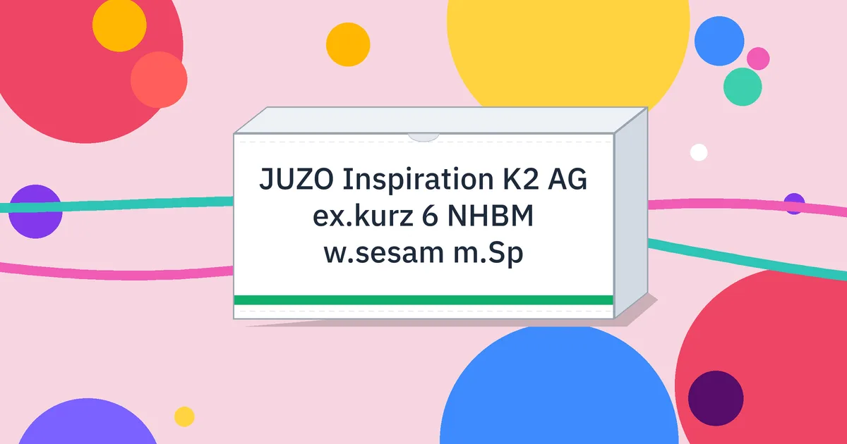 Symbolbild: Packung mit der Aufschrift JUZO Inspiration K2 AG ex.kurz 6 NHBM w.sesam m.Sp (PZN 14925865) – Verfügbarkeit und Bezug in Apotheken in Frankfurt am Main