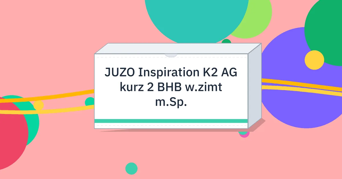 Symbolbild: Packung mit der Aufschrift JUZO Inspiration K2 AG kurz 2 BHB w.zimt m.Sp. (PZN 14849845) – Verfügbarkeit und Bezug in Apotheken in Frankfurt am Main