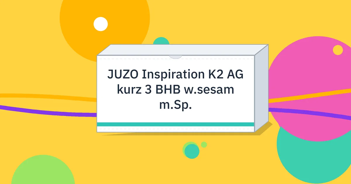 Symbolbild: Packung mit der Aufschrift JUZO Inspiration K2 AG kurz 3 BHB w.sesam m.Sp. (PZN 14849911) – Verfügbarkeit und Bezug in Apotheken in Frankfurt am Main