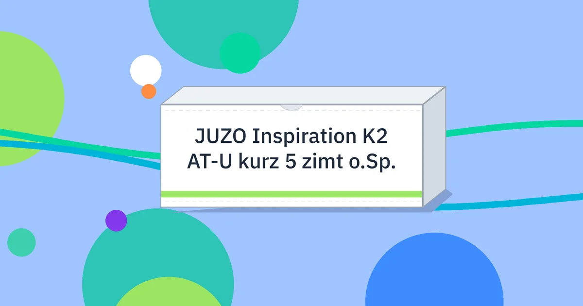 Symbolbild: Packung mit der Aufschrift JUZO Inspiration K2 AT-U kurz 5 zimt o.Sp. (PZN 14929461) – Verfügbarkeit und Bezug in Apotheken in Frankfurt am Main