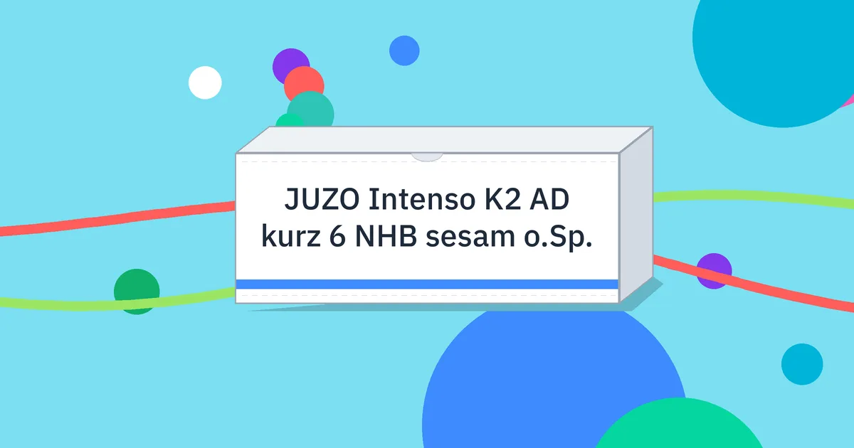 Symbolbild: Packung mit der Aufschrift JUZO Intenso K2 AD kurz 6 NHB sesam o.Sp. (PZN 18621553) – Verfügbarkeit und Bezug in Apotheken in Frankfurt am Main