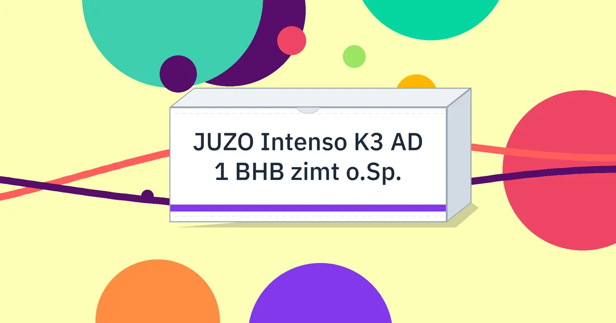 Symbolbild: Packung mit der Aufschrift JUZO Intenso K3 AD 1 BHB zimt o.Sp. (PZN 18644904) – Verfügbarkeit und Bezug in Apotheken in Frankfurt am Main