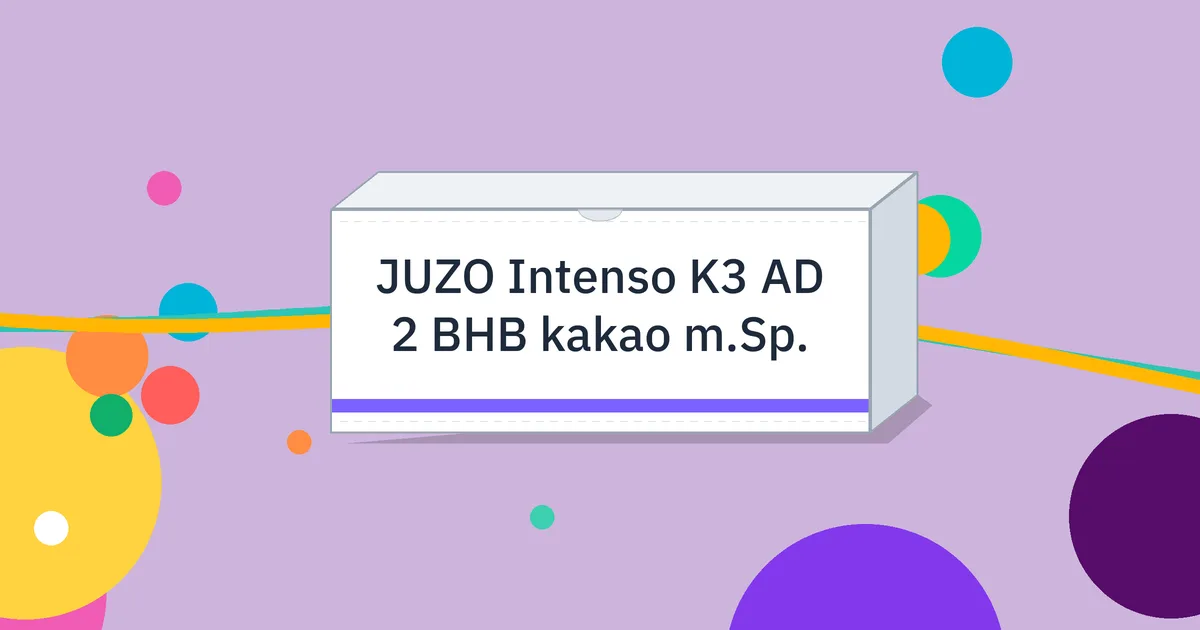 Symbolbild: Packung mit der Aufschrift JUZO Intenso K3 AD 2 BHB kakao m.Sp. (PZN 18634691) – Verfügbarkeit und Bezug in Apotheken in Frankfurt am Main