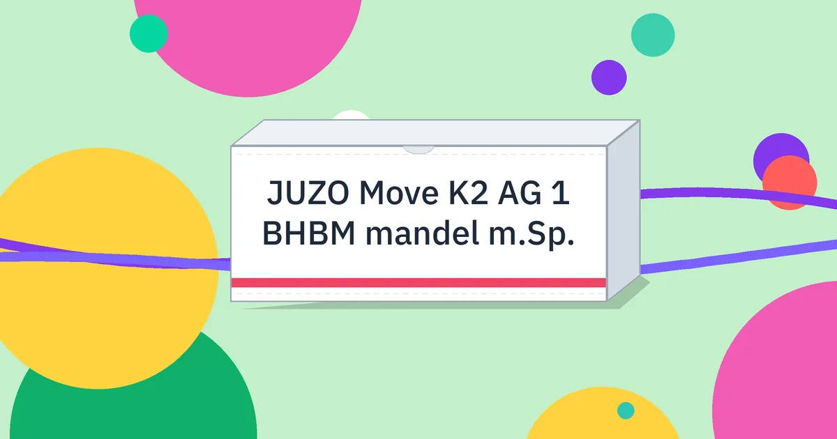 Symbolbild: Packung mit der Aufschrift JUZO Move K2 AG 1 BHBM mandel m.Sp. (PZN 16647608) – Verfügbarkeit und Bezug in Apotheken in Frankfurt am Main