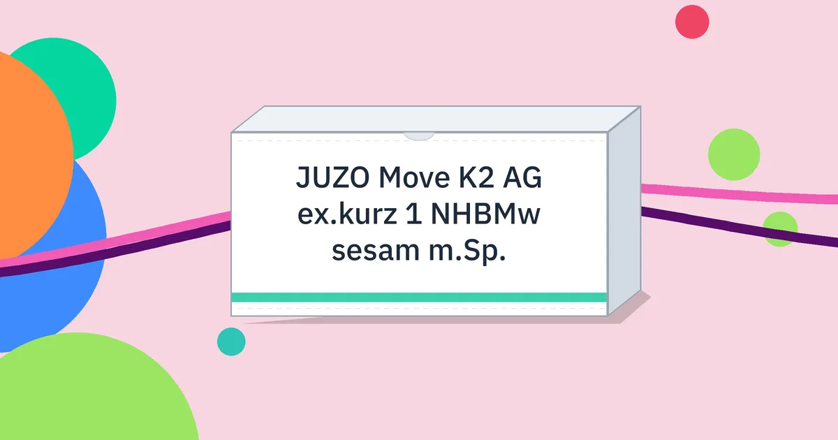 Symbolbild: Packung mit der Aufschrift JUZO Move K2 AG ex.kurz 1 NHBMw sesam m.Sp. (PZN 18531488) – Verfügbarkeit und Bezug in Apotheken in Frankfurt am Main