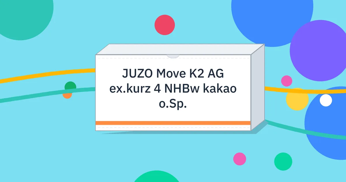 Symbolbild: Packung mit der Aufschrift JUZO Move K2 AG ex.kurz 4 NHBw kakao o.Sp. (PZN 18564714) – Verfügbarkeit und Bezug in Apotheken in Frankfurt am Main