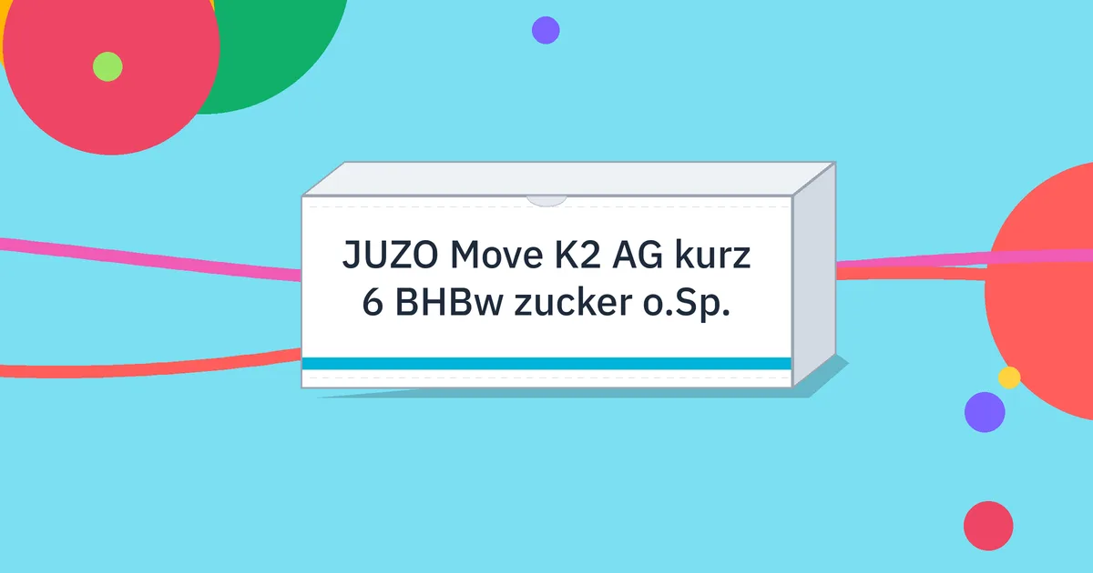 Symbolbild: Packung mit der Aufschrift JUZO Move K2 AG kurz 6 BHBw zucker o.Sp. (PZN 18530299) – Verfügbarkeit und Bezug in Apotheken in Frankfurt am Main
