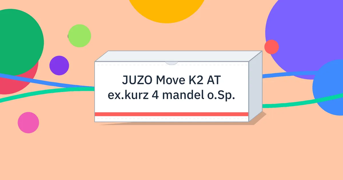 Symbolbild: Packung mit der Aufschrift JUZO Move K2 AT ex.kurz 4 mandel o.Sp. (PZN 20672434) – Verfügbarkeit und Bezug in Apotheken in Frankfurt am Main