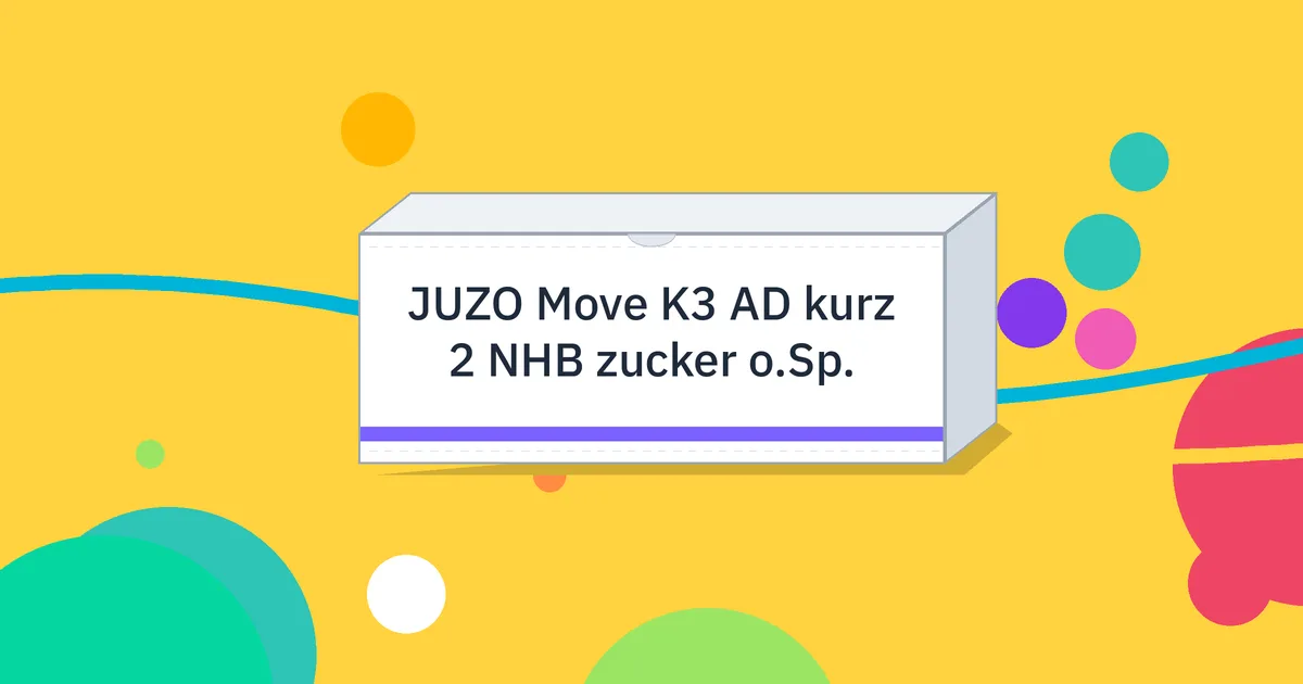 Symbolbild: Packung mit der Aufschrift JUZO Move K3 AD kurz 2 NHB zucker o.Sp. (PZN 18568712) – Verfügbarkeit und Bezug in Apotheken in Frankfurt am Main