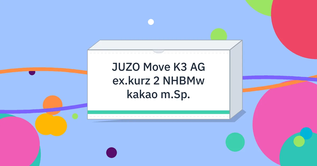 Symbolbild: Packung mit der Aufschrift JUZO Move K3 AG ex.kurz 2 NHBMw kakao m.Sp. (PZN 18594862) – Verfügbarkeit und Bezug in Apotheken in Frankfurt am Main