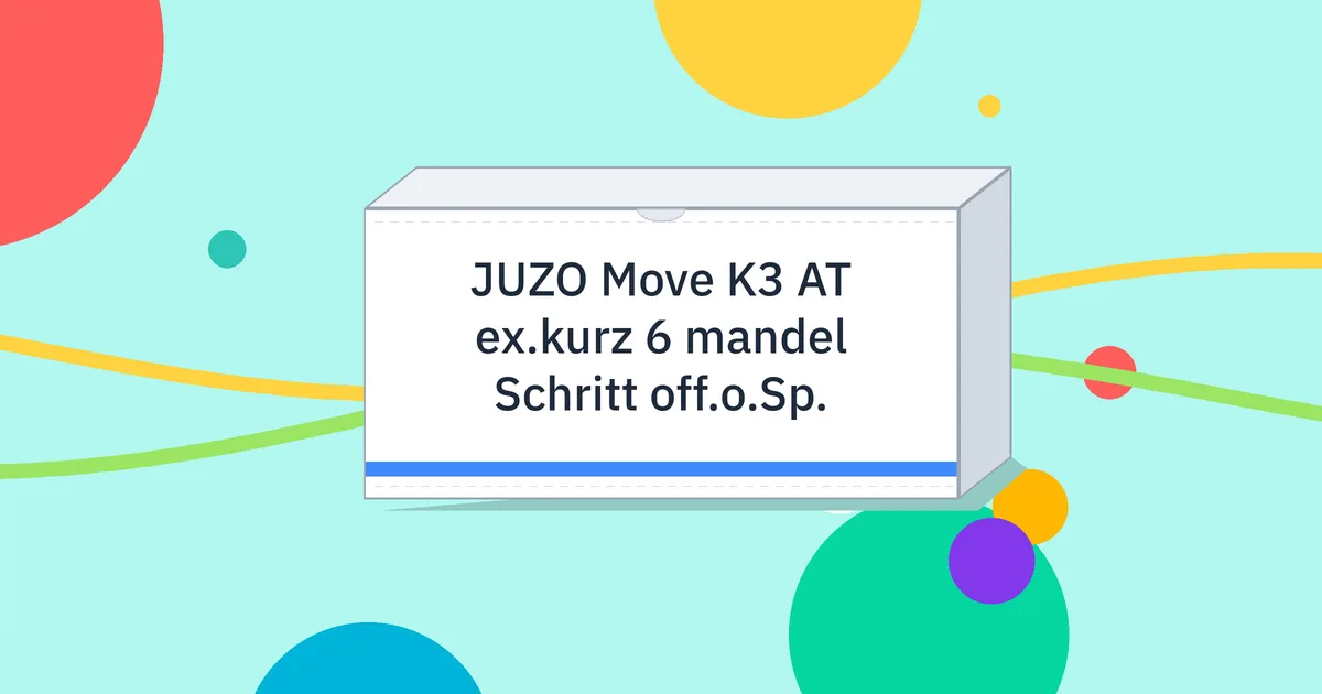 Symbolbild: Packung mit der Aufschrift JUZO Move K3 AT ex.kurz 6 mandel Schritt off.o.Sp. (PZN 20682243) – Verfügbarkeit und Bezug in Apotheken in Frankfurt am Main