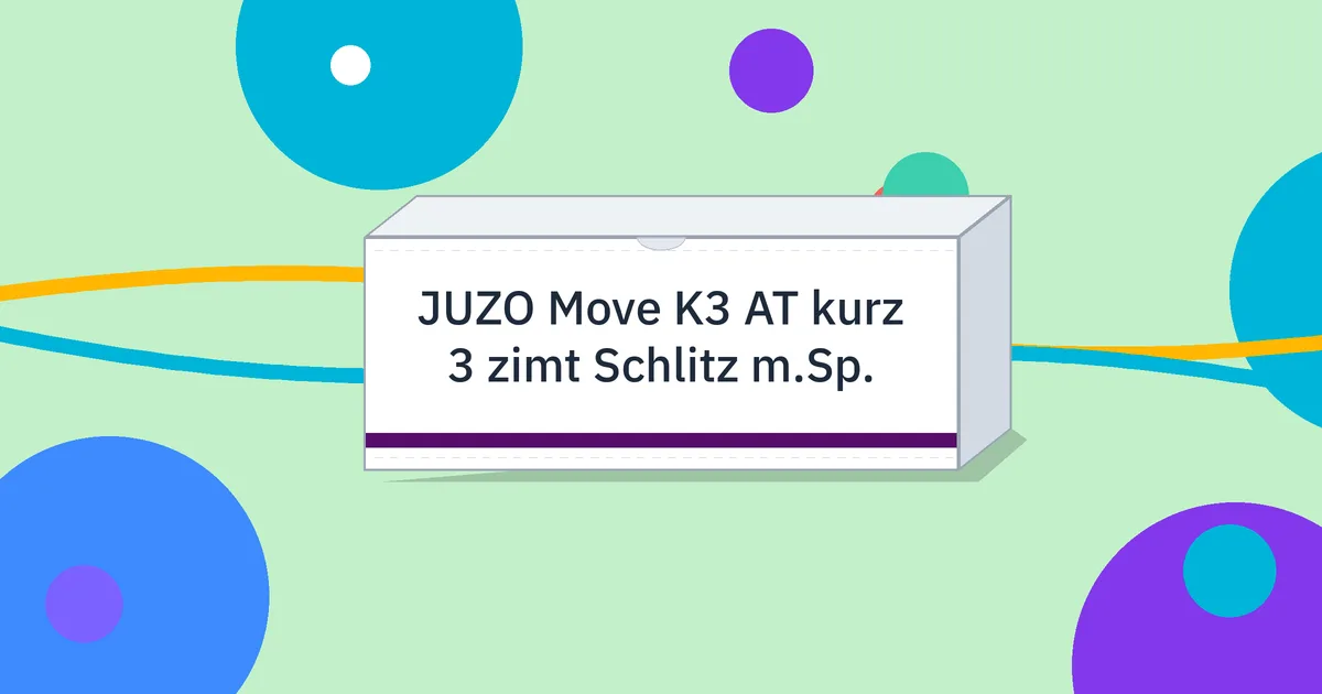Symbolbild: Packung mit der Aufschrift JUZO Move K3 AT kurz 3 zimt Schlitz m.Sp. (PZN 20684087) – Verfügbarkeit und Bezug in Apotheken in Frankfurt am Main